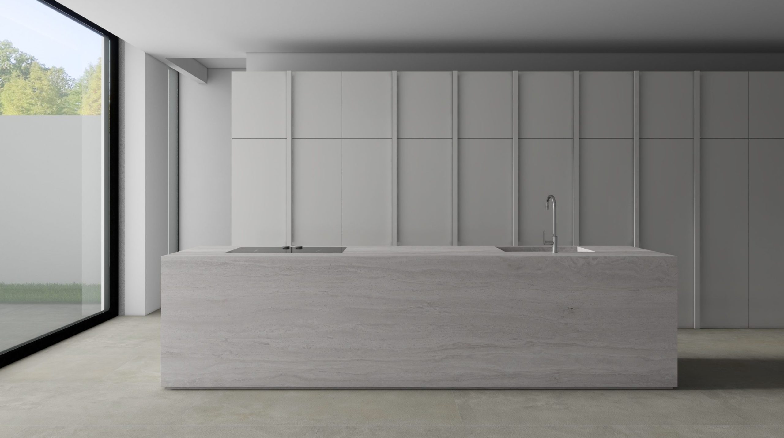 Ivory Travertine Matte YDL Stone Porcelain Slab