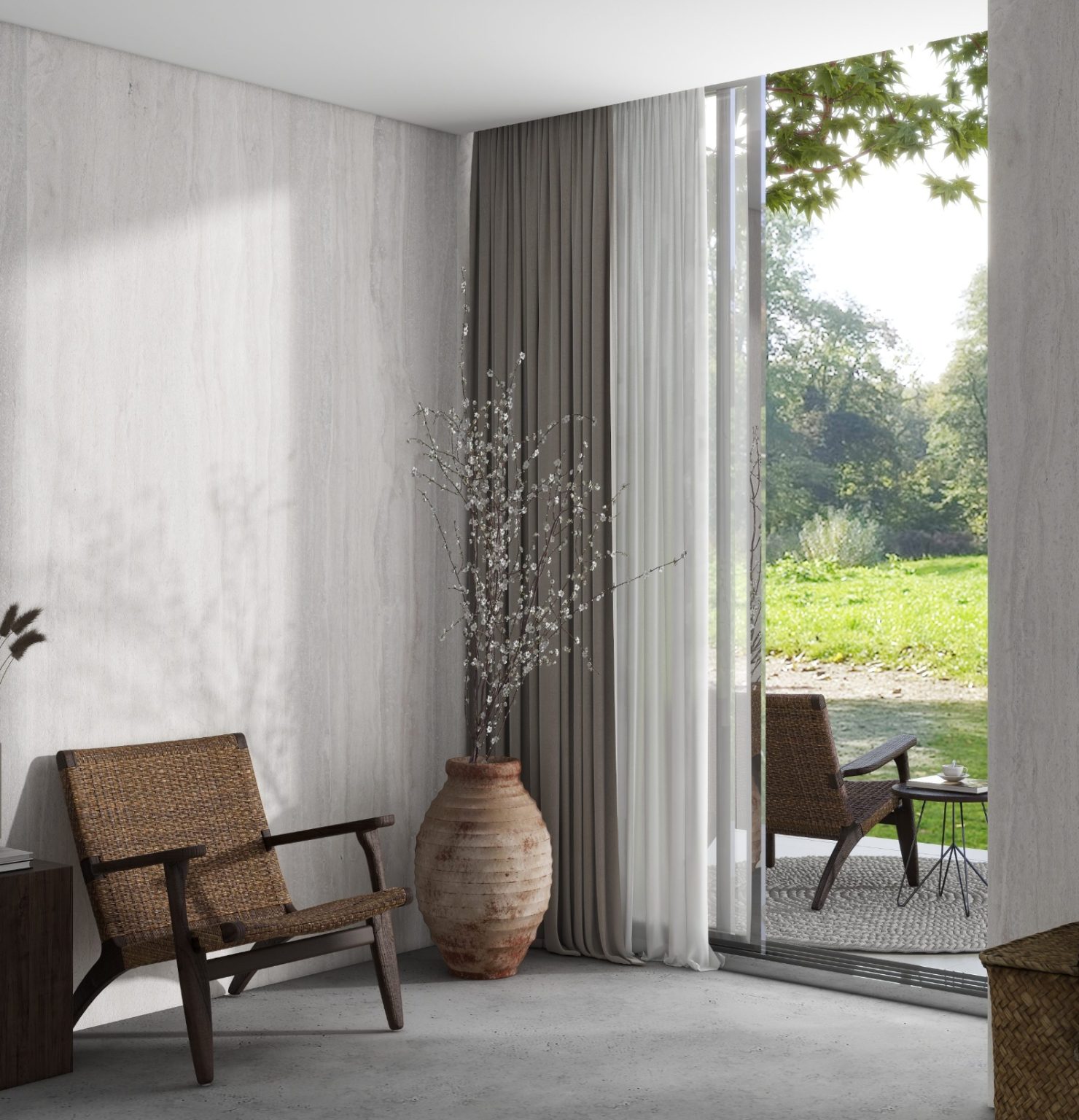 Ivory Travertine Matte YDL Stone Porcelain Slab