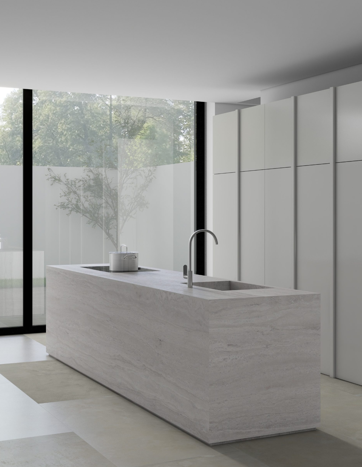 Ivory Travertine Matte YDL Stone Porcelain Slab